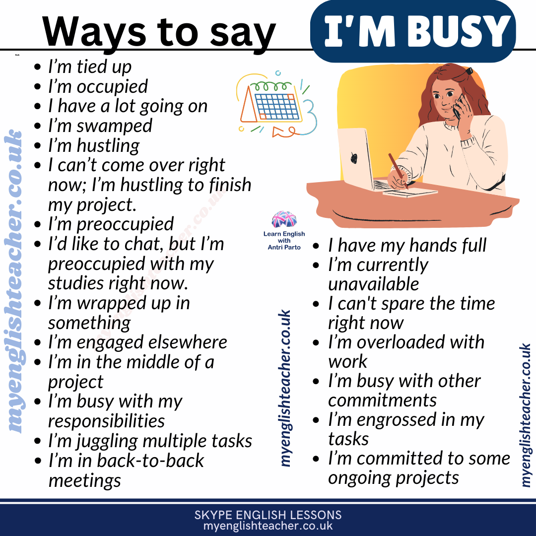 20 Ways to Say "I'm Busy" - My Lingua Academy