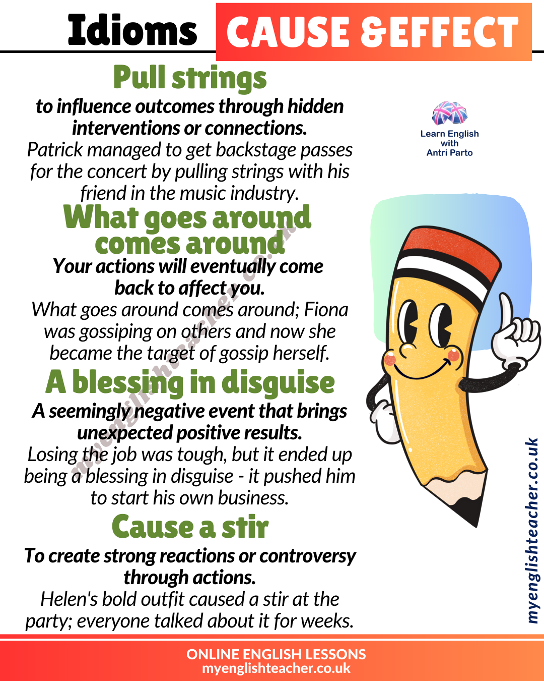 20 Idioms Related to Cause and Effect - My Lingua Academy