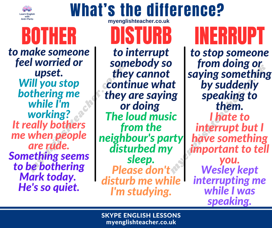 Bother, Disturb, Interrupt - My Lingua Academy