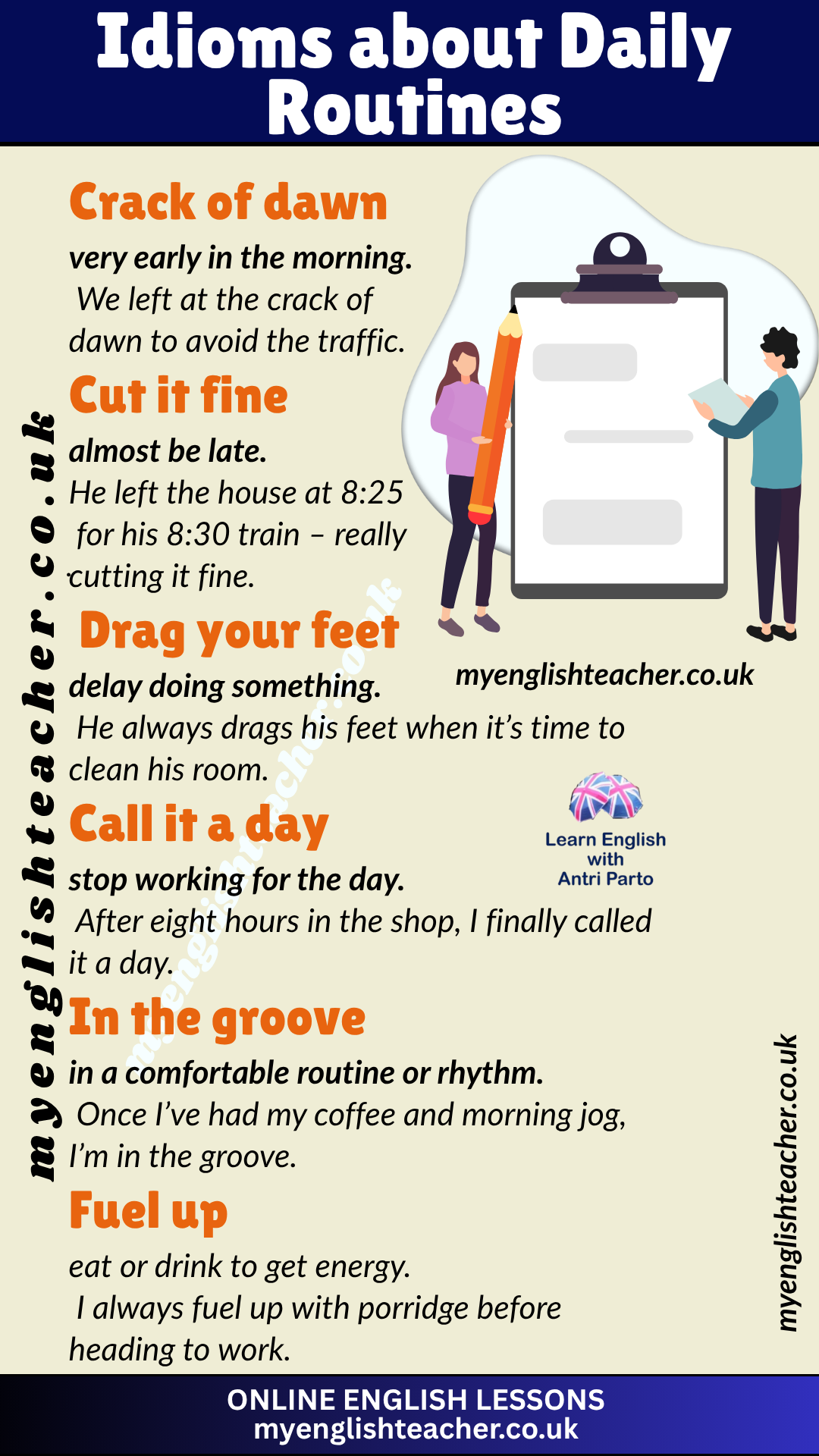30 Idioms about Daily Routines - My Lingua Academy