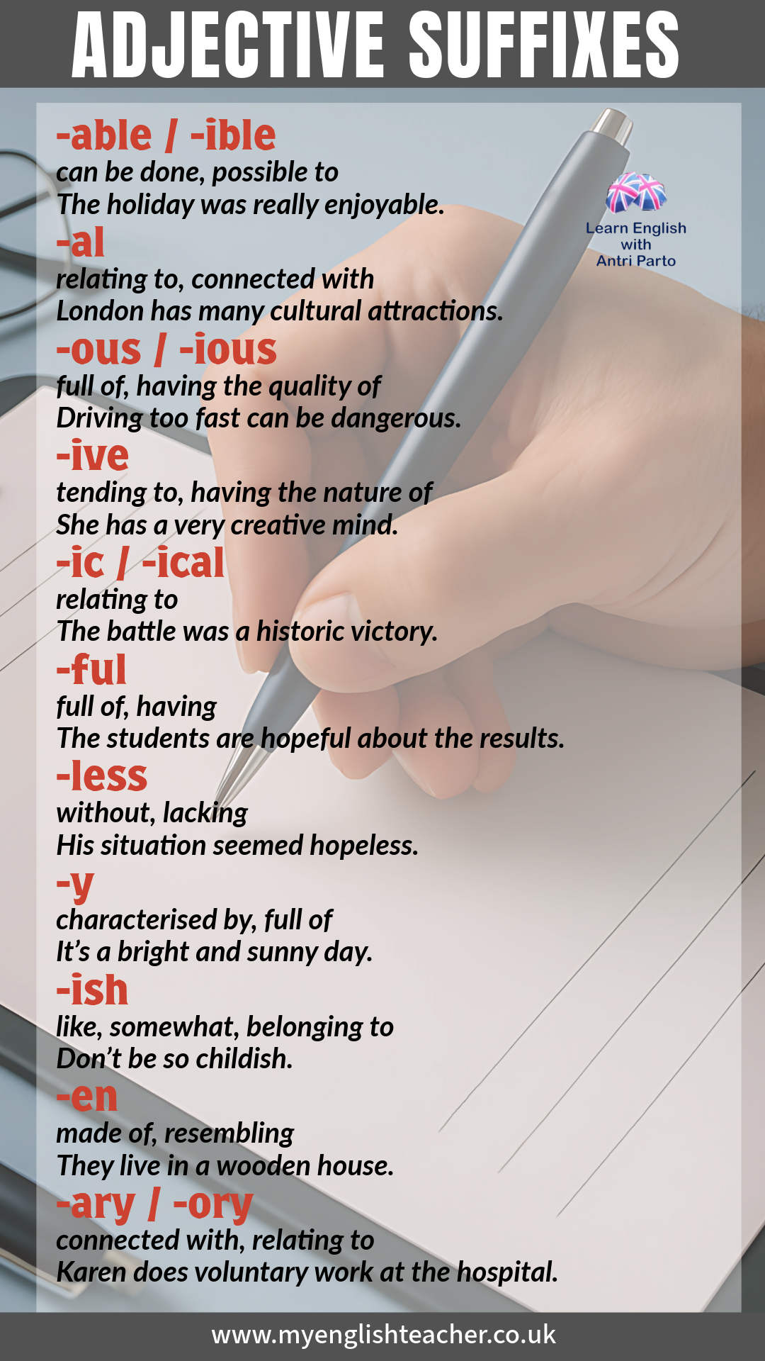 Adjective Suffixes in English - My Lingua Academy