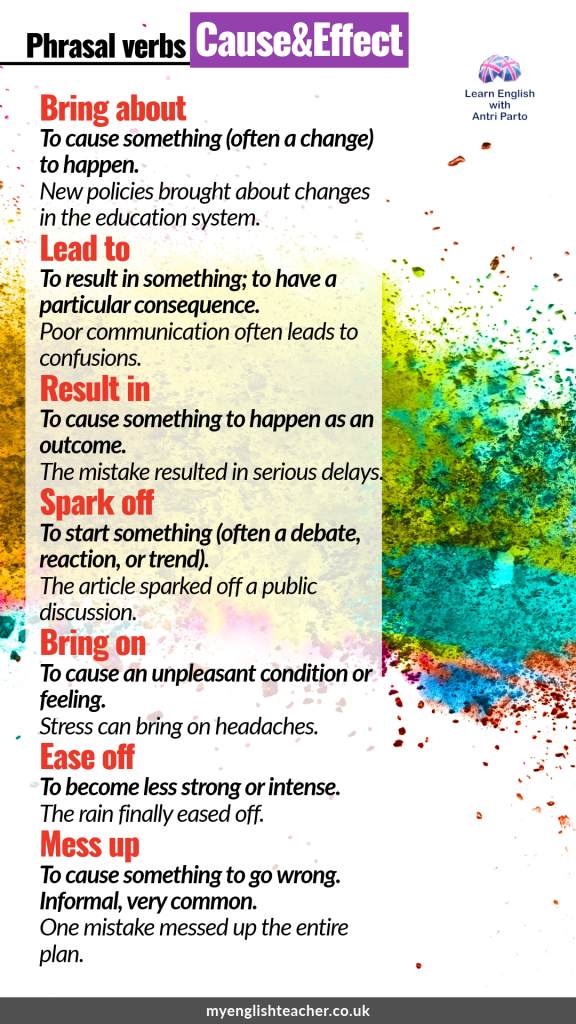 Phrasal Verbs Related to Cause and Effect - My Lingua Academy